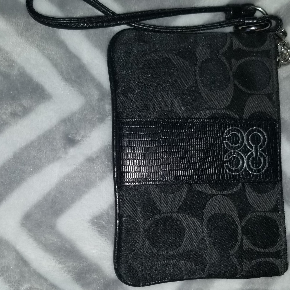 Black Coach Animal Print Leather Mini Clutch - Gem